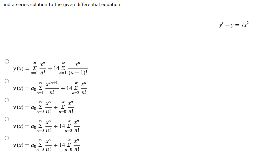 Solved Find a series solution to the given differential | Chegg.com