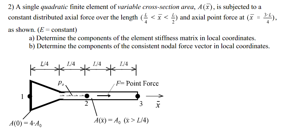 Solved 2) A single quadratic finite element of variable | Chegg.com