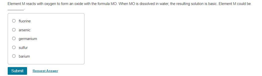Solved Element M reacts with oxygen to form an oxide with | Chegg.com