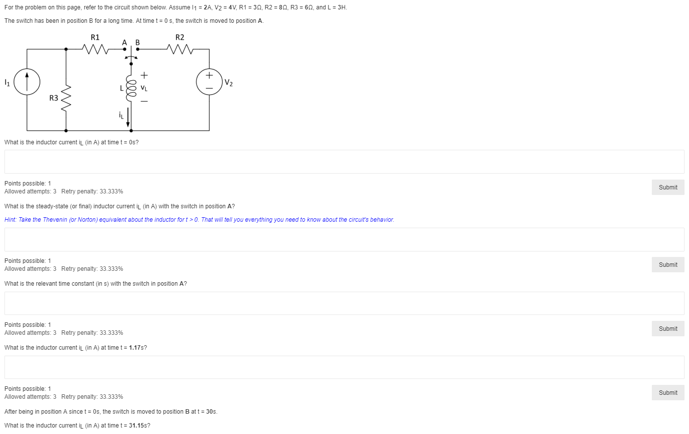 Solved For the problem on this page, refer to the circuit | Chegg.com