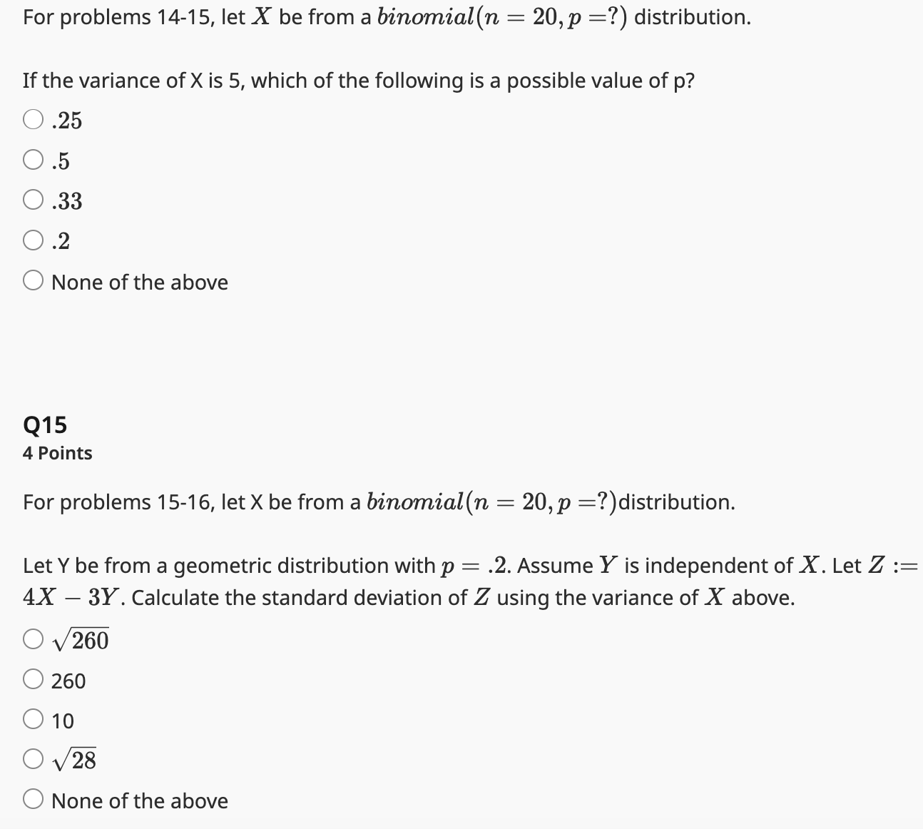 Solved For problems 14-15, ﻿let x ﻿be from a binomial | Chegg.com