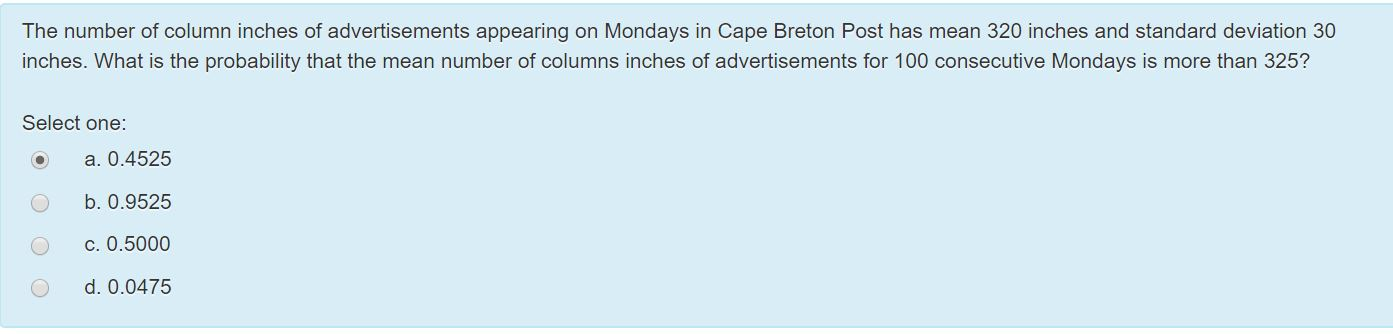 Solved The number of column inches of advertisements | Chegg.com