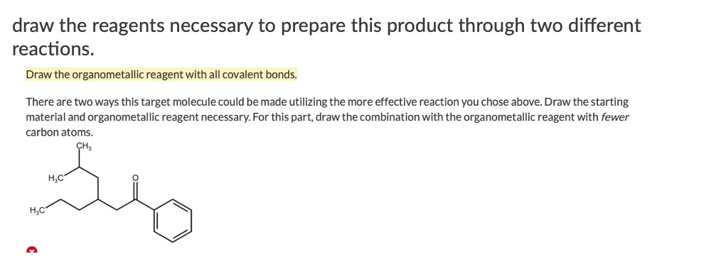 Solved draw the reagents necessary to prepare this product | Chegg.com