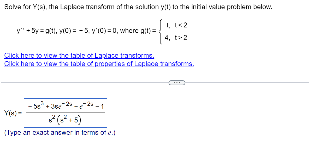 Solved Solve for Y(s), the Laplace transform of the solution | Chegg.com
