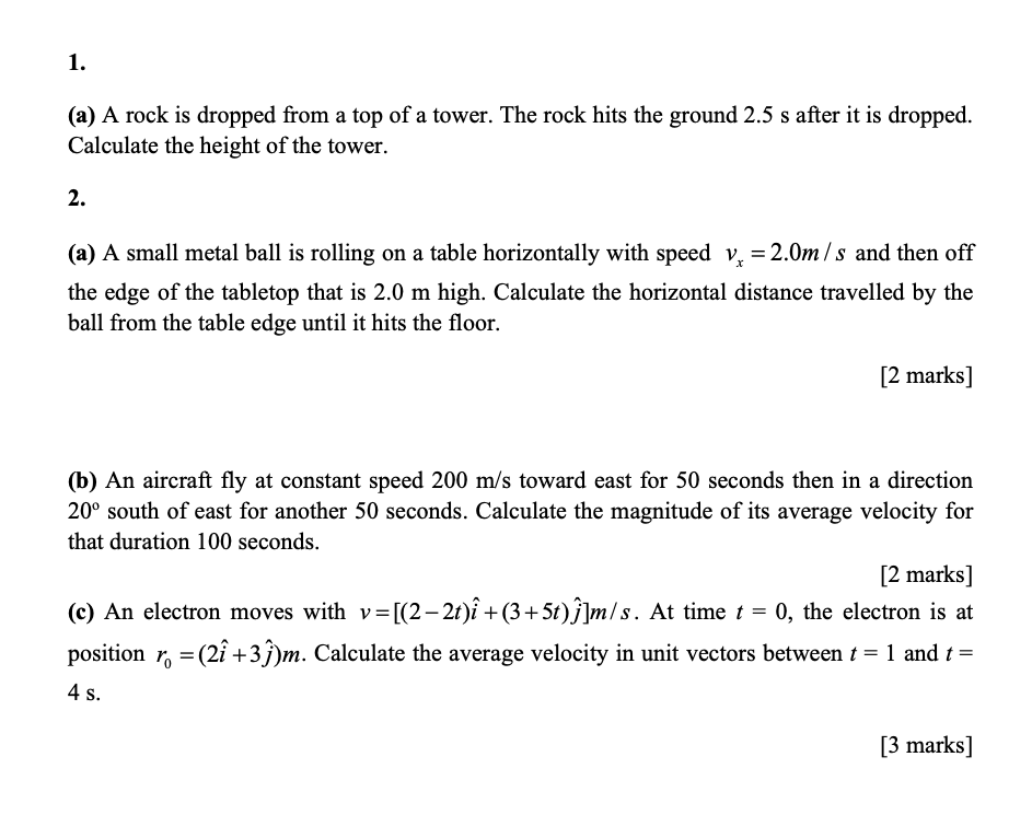 Solved 1. (a) A rock is dropped from a top of a tower. The | Chegg.com