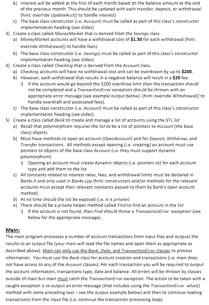 In C++ Please. Note: CODE TO BE FINSHED: main.cpp / | Chegg.com