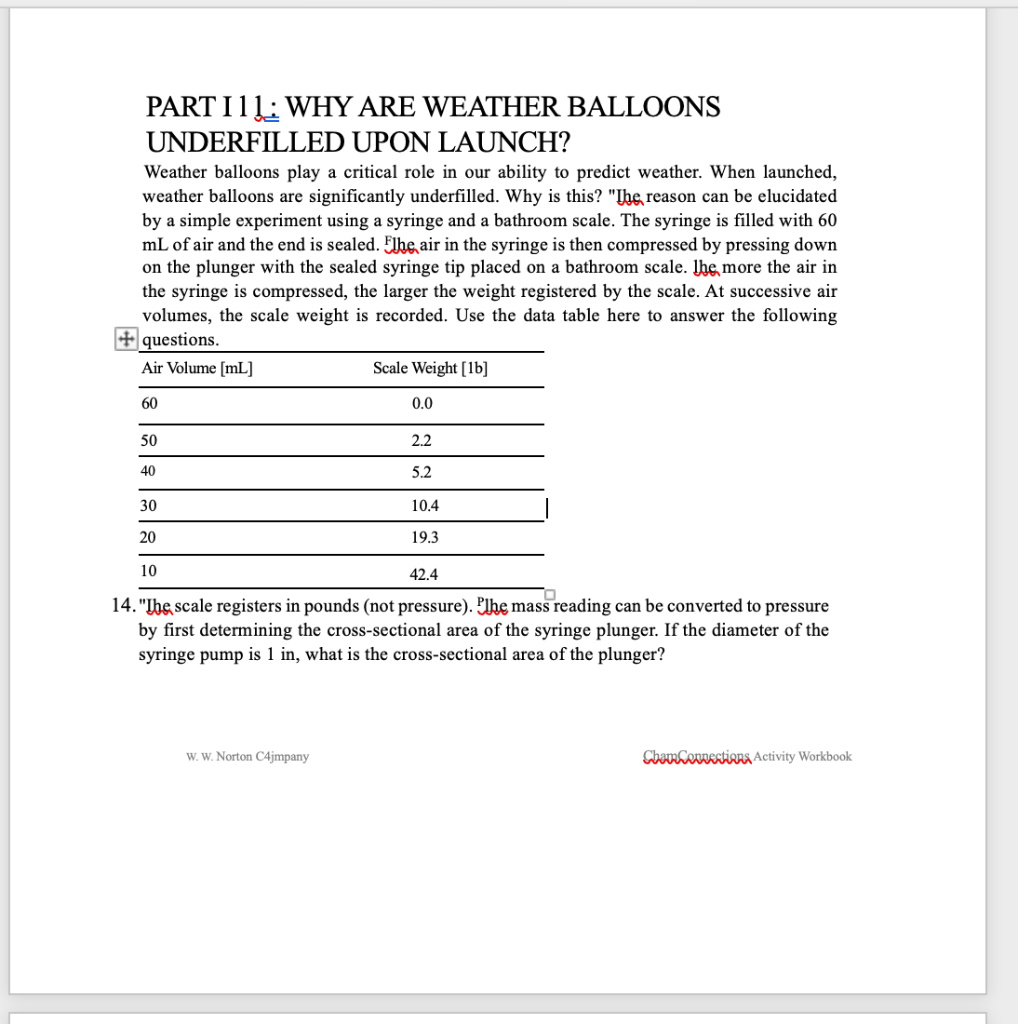 Solved PART III: WHY ARE WEATHER BALLOONS UNDER FILLED UPON | Chegg.com