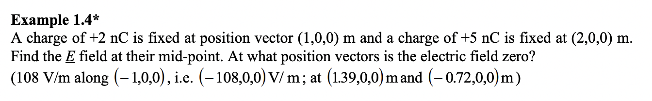 Solved Example 1.4*A charge of +2nC ﻿is fixed at position | Chegg.com