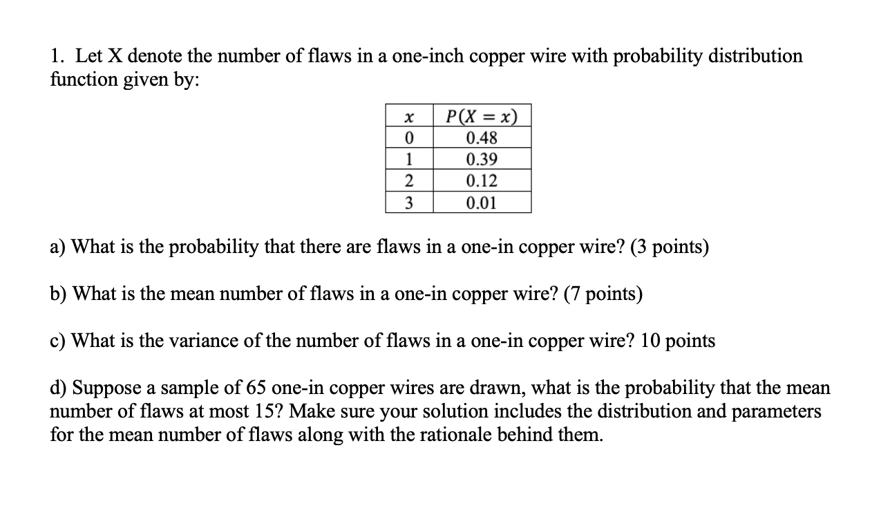 Solved х 1. Let X denote the number of flaws in a one-inch | Chegg.com
