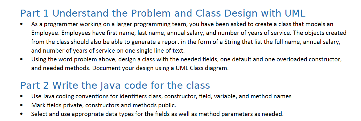 Solved Part 1 Understand the Problem and Class Design with | Chegg.com