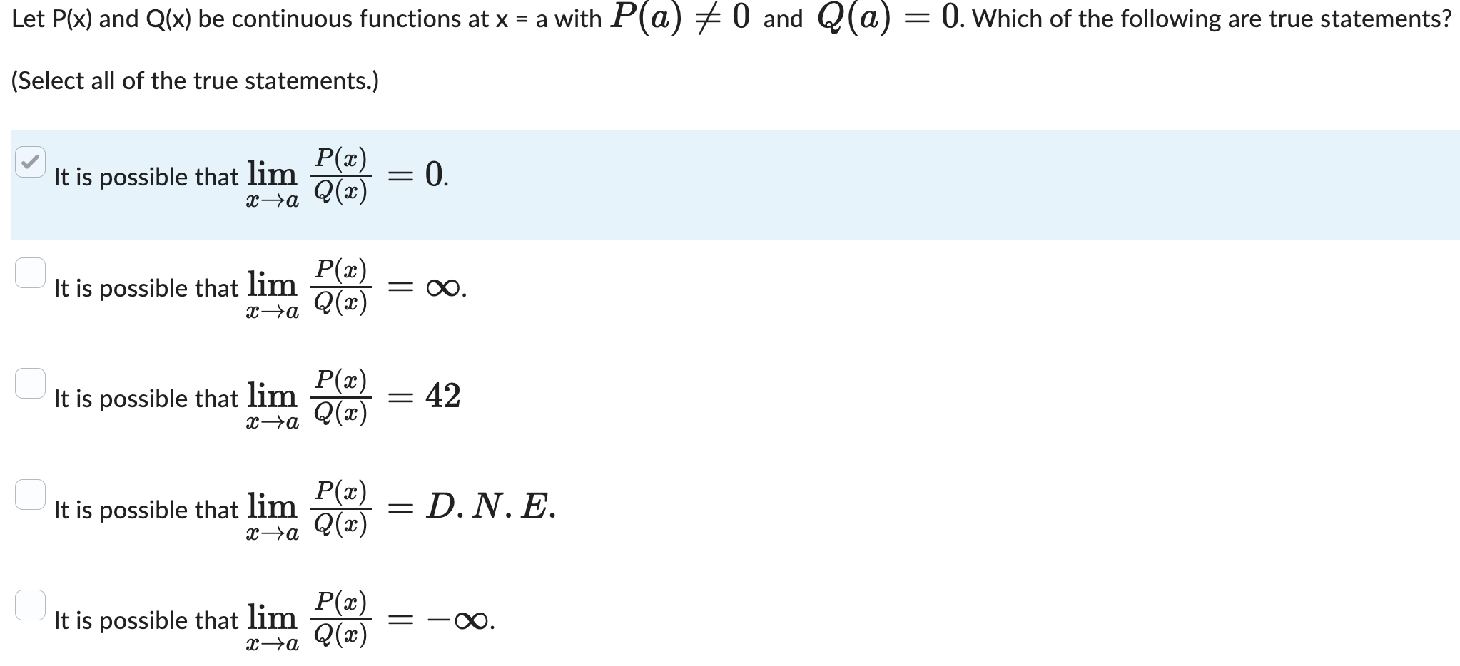 Solved Let P(x) and Q(x) be continuous functions at x = a | Chegg.com