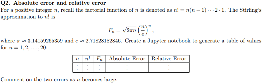 Solved Q2. Absolute error and relative error For a positive | Chegg.com