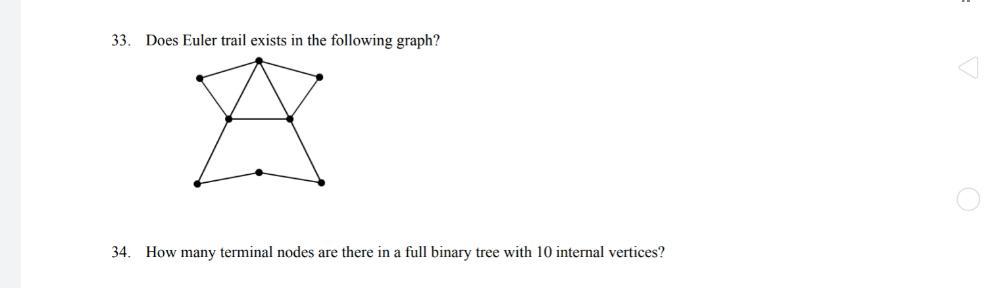 Solved 33. Does Euler trail exists in the following graph? A | Chegg.com
