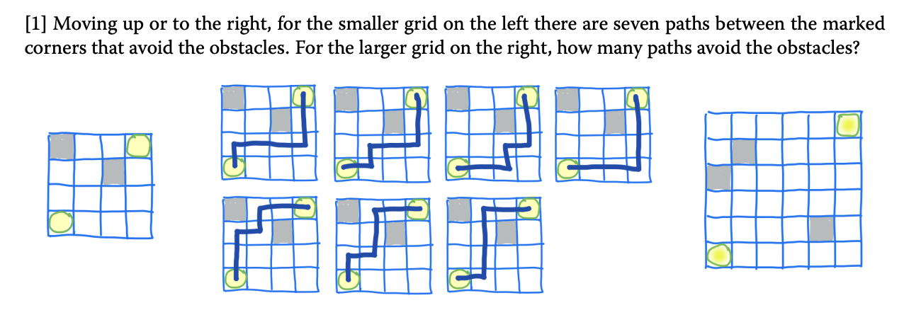 Solved [1] Moving up or to the right, for the smaller grid | Chegg.com