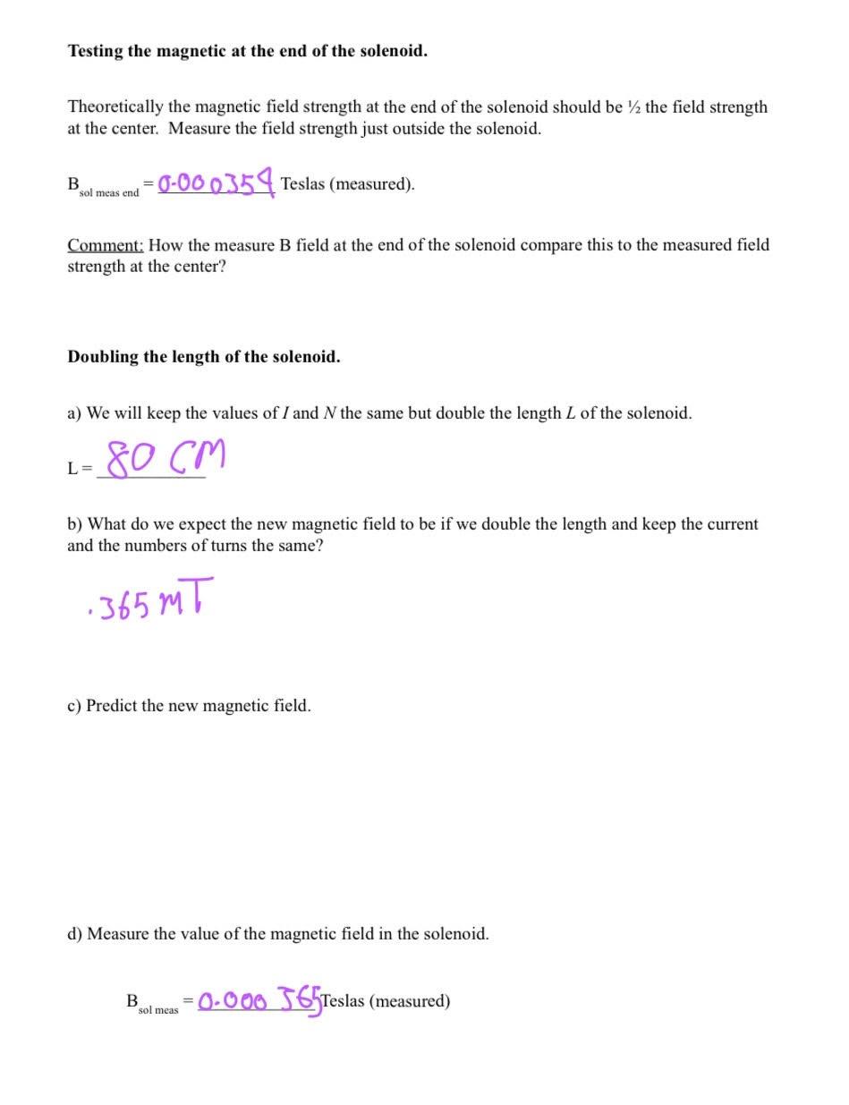 Solved PHY 131 Lab 9 Magnetic field in a solenoid Using | Chegg.com