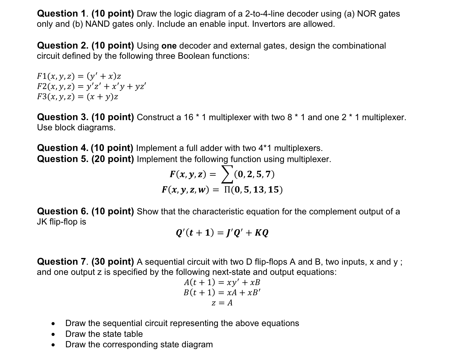 Solved Question 1. (10 point) Draw the logic diagram of a | Chegg.com