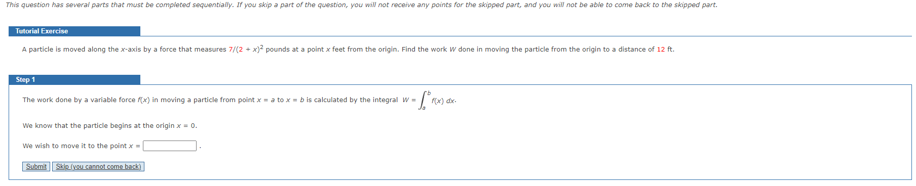 [Solved]: The work done by a variable force f(x) in moving