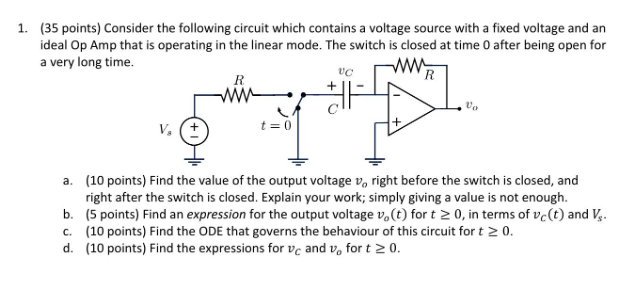 Solved (35 points) Consider the following circuit which | Chegg.com