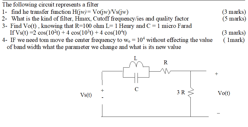 Solved (3 marks) (5 marks) The following circuit represents | Chegg.com