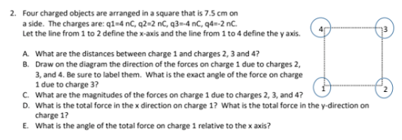 Solved Four charged objects are arranged in a square that is | Chegg.com