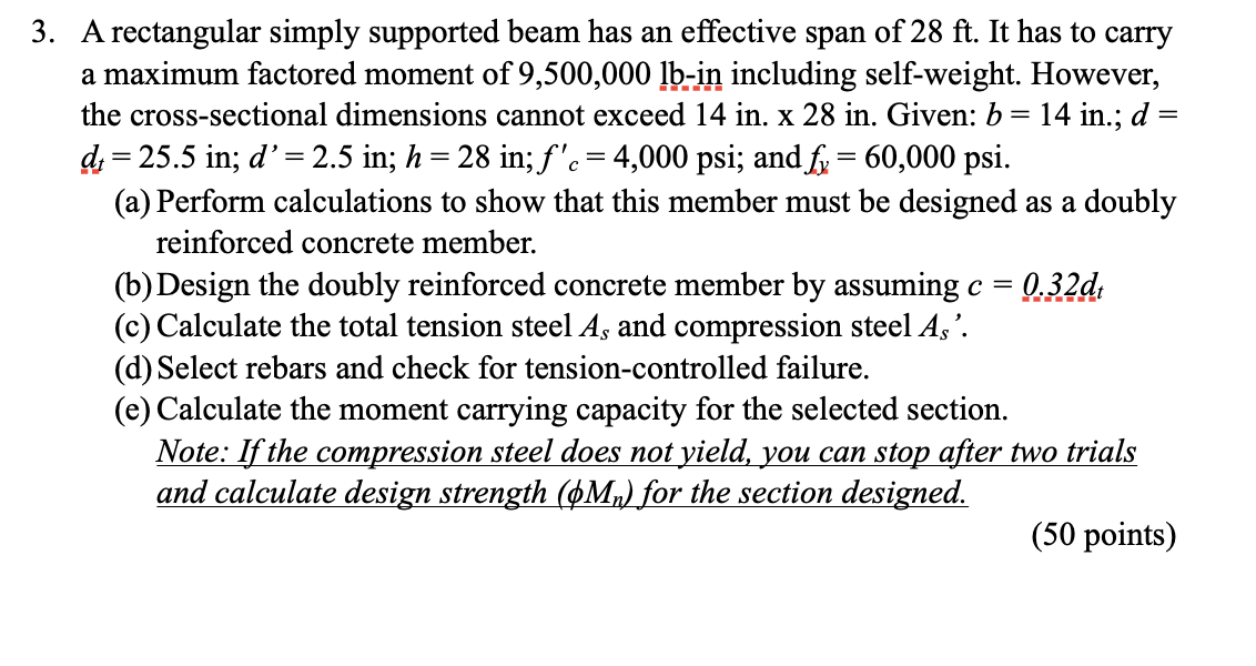 A rectangular simply supported beam has an effective | Chegg.com