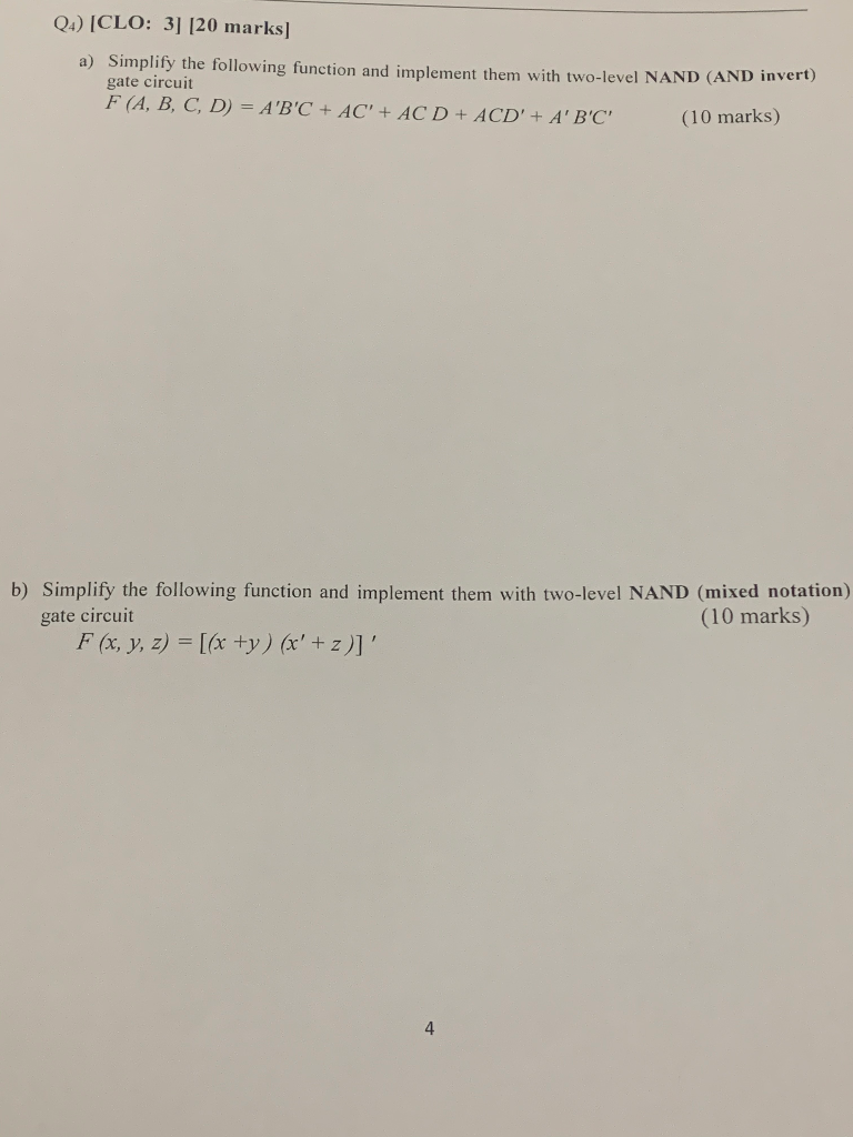 Solved Q4) (CLO: 3] [20 marks) a) Simplify the following | Chegg.com