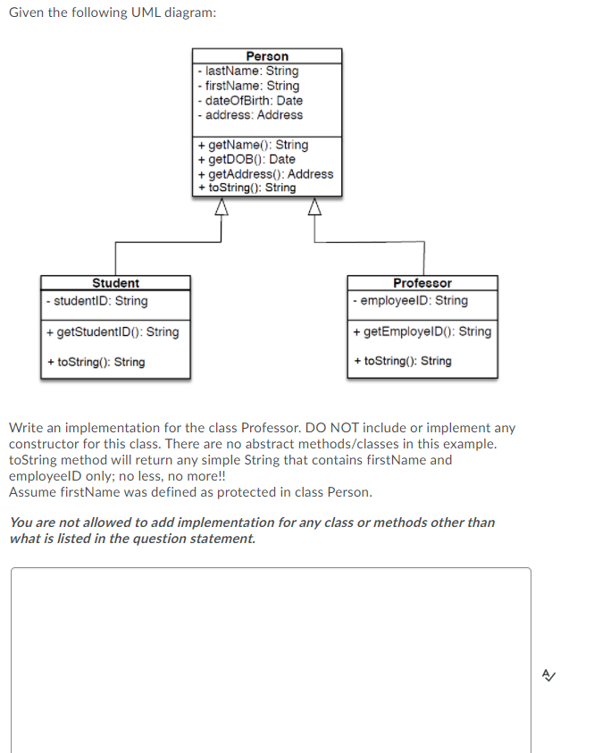 Solved Given the following UML diagram: Person - lastName: | Chegg.com