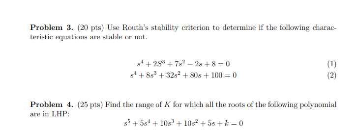 Solved Controls & Modeling Class, Please Help | Chegg.com