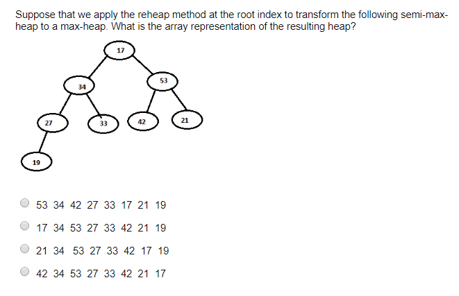 Solved Suppose that we apply the reheap method at the root | Chegg.com