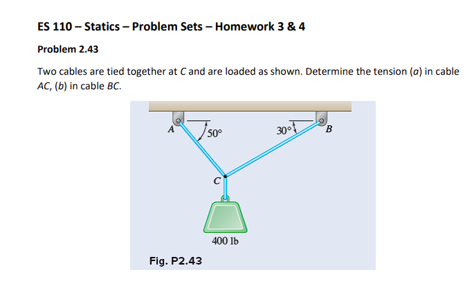 Solved ES 110 - ﻿Statics - ﻿Problem Sets - ﻿Homework 3 ﻿& | Chegg.com