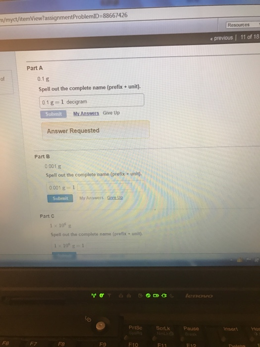 Solved 0.1 g Spell out the complete name (prefix + unit). | Chegg.com