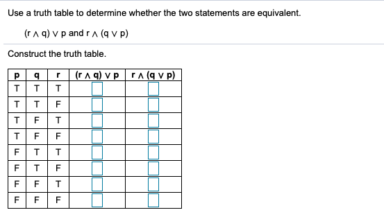 Solved Use a truth table to determine whether the two | Chegg.com