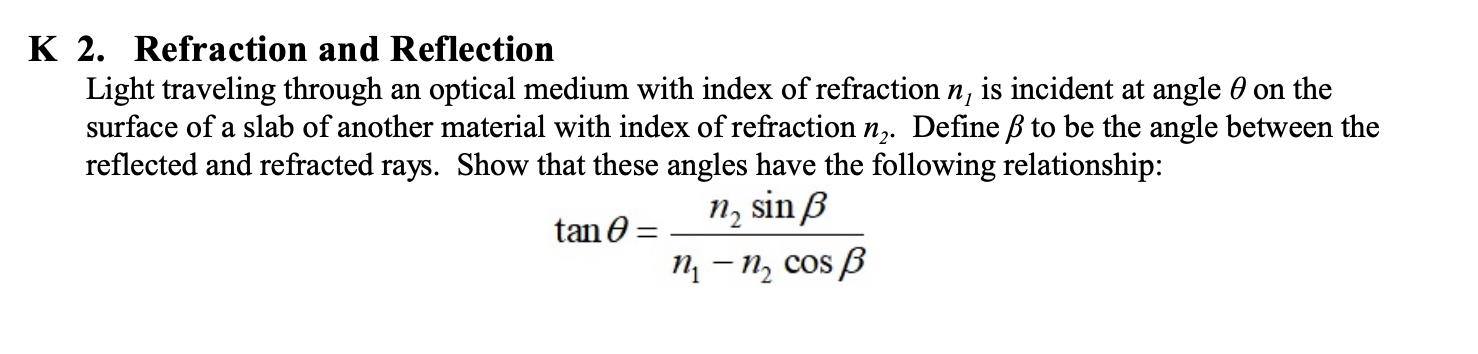 Solved 2. Refraction and Reflection Light traveling through | Chegg.com