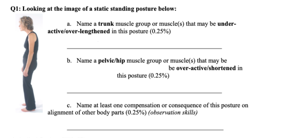 Solved Q1: Looking at the image of a static standing posture | Chegg.com