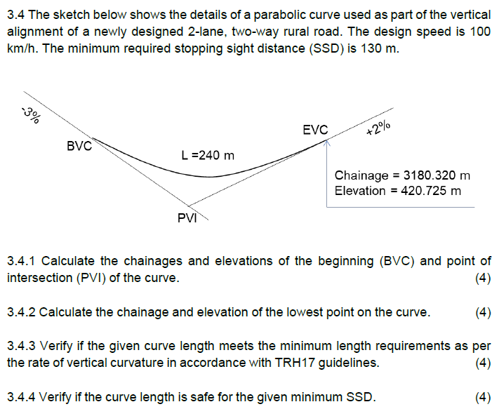 Solved 3.4 The sketch below shows the details of a parabolic | Chegg.com