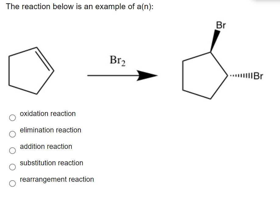Solved The reaction below is an example of a(n): Br Br2 | Chegg.com