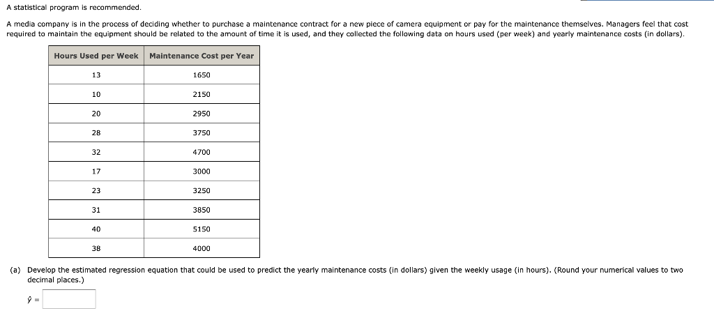 Solved A statistical program is recommended. decimal | Chegg.com