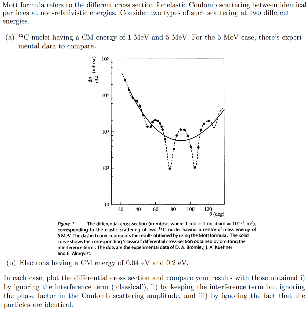 Mott formula refers to the different cross section | Chegg.com