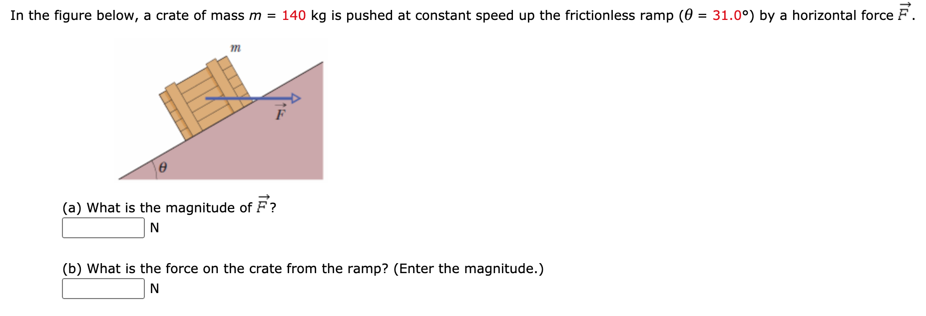 Solved In the figure below, a crate of mass m = 140 kg is | Chegg.com