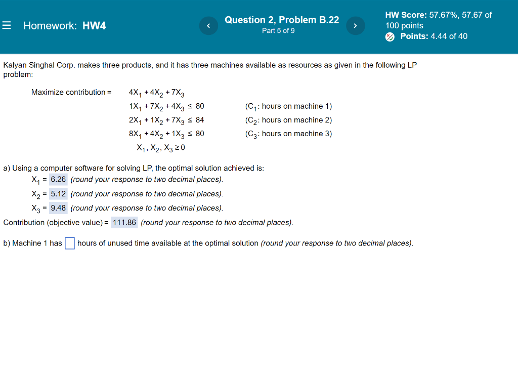 Solved = Homework: HW4 Question 2, Problem B.22 Part 5 of 9 | Chegg.com