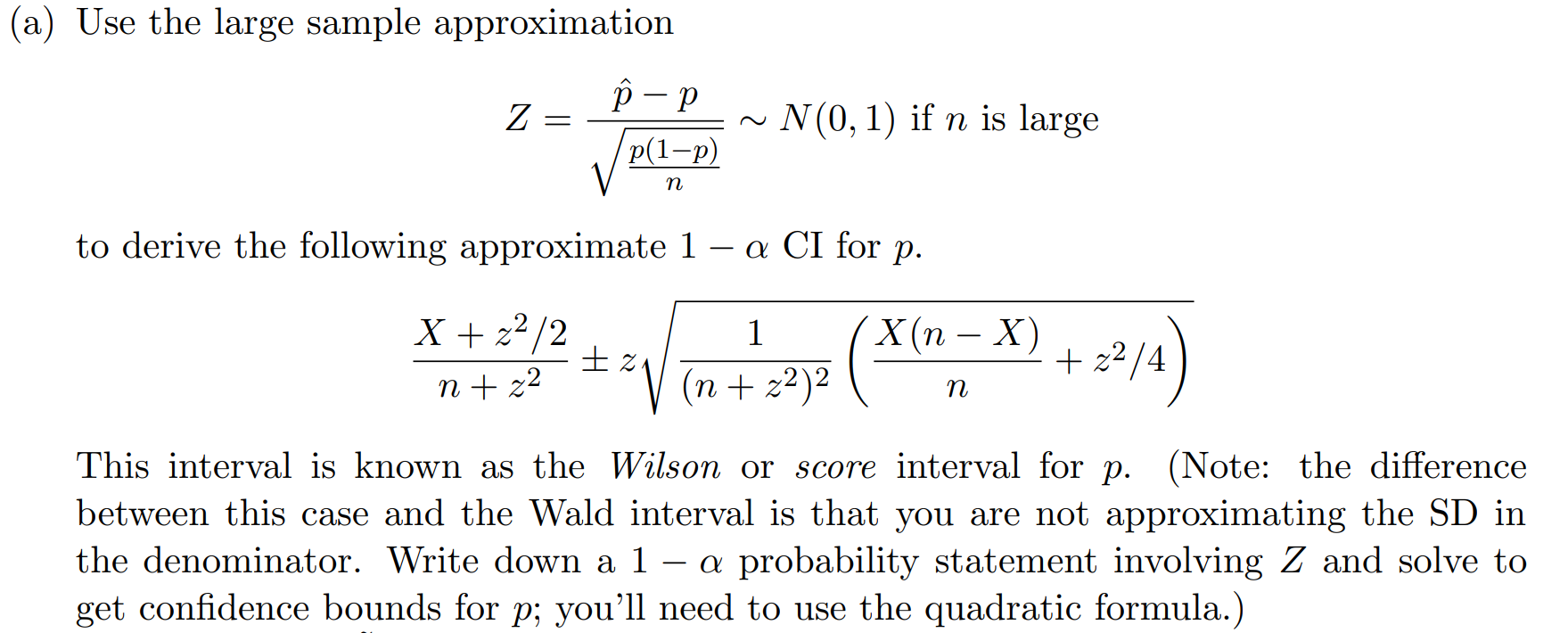 (a) Use the large sample approximation - Z = 0 - 0 :~ | Chegg.com
