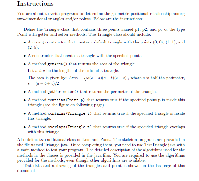 Solved //Triangle class class Triangle { private Point p1, | Chegg.com