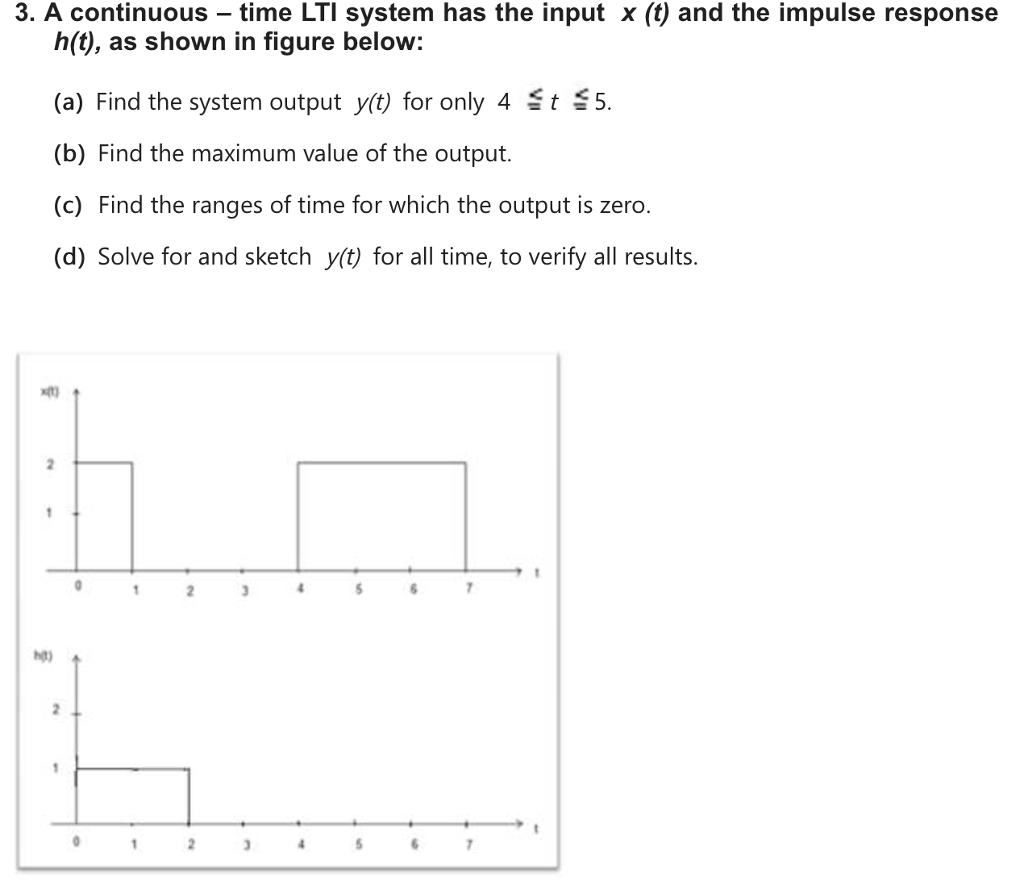 Solved 3. A continuous time LTI system has the input x (t) | Chegg.com