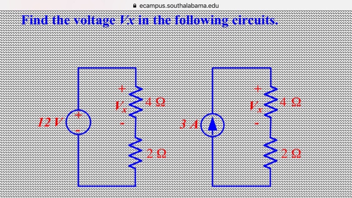 Solved Find the voltage Vx in the following circuits. | Chegg.com Solved Find the voltage Vx in the following circuits. | Chegg.com