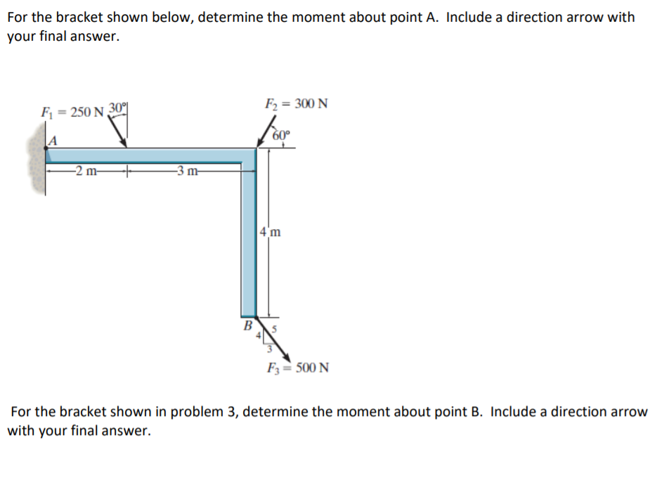 Solved For the bracket shown below, determine the moment | Chegg.com