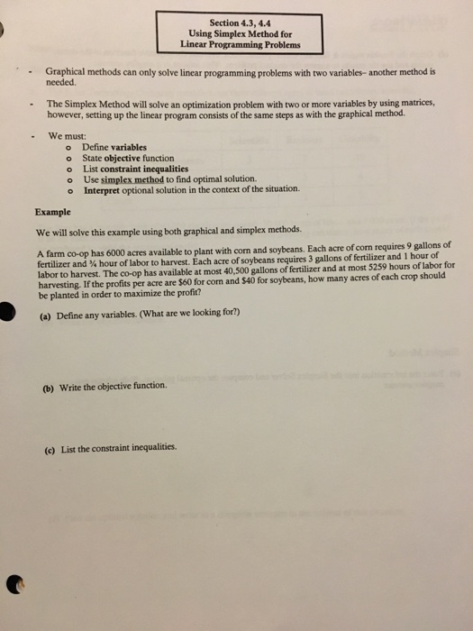 Solved Section 4.3,4.4 Using Simplex Method for Linear | Chegg.com
