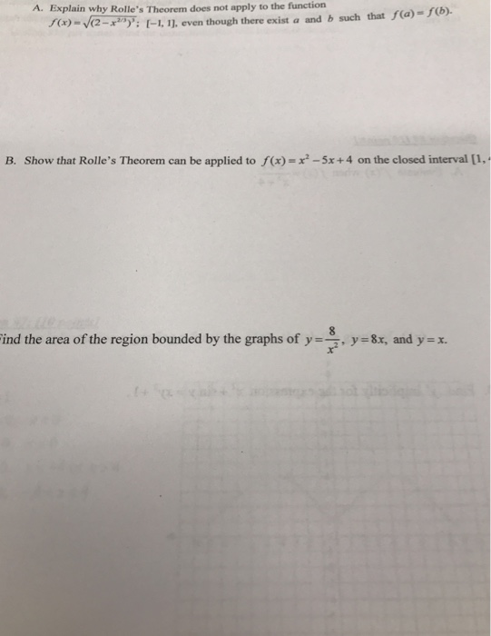 Solved A. Explain why Rolle's Theorem does not apply to the | Chegg.com