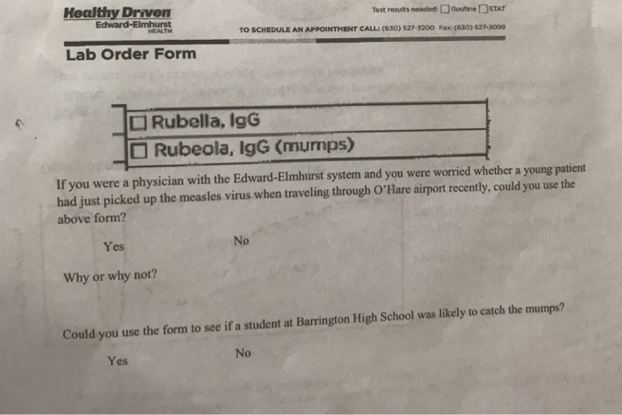 Solved Healthy Drven Test results needed: Routine STAT TO | Chegg.com