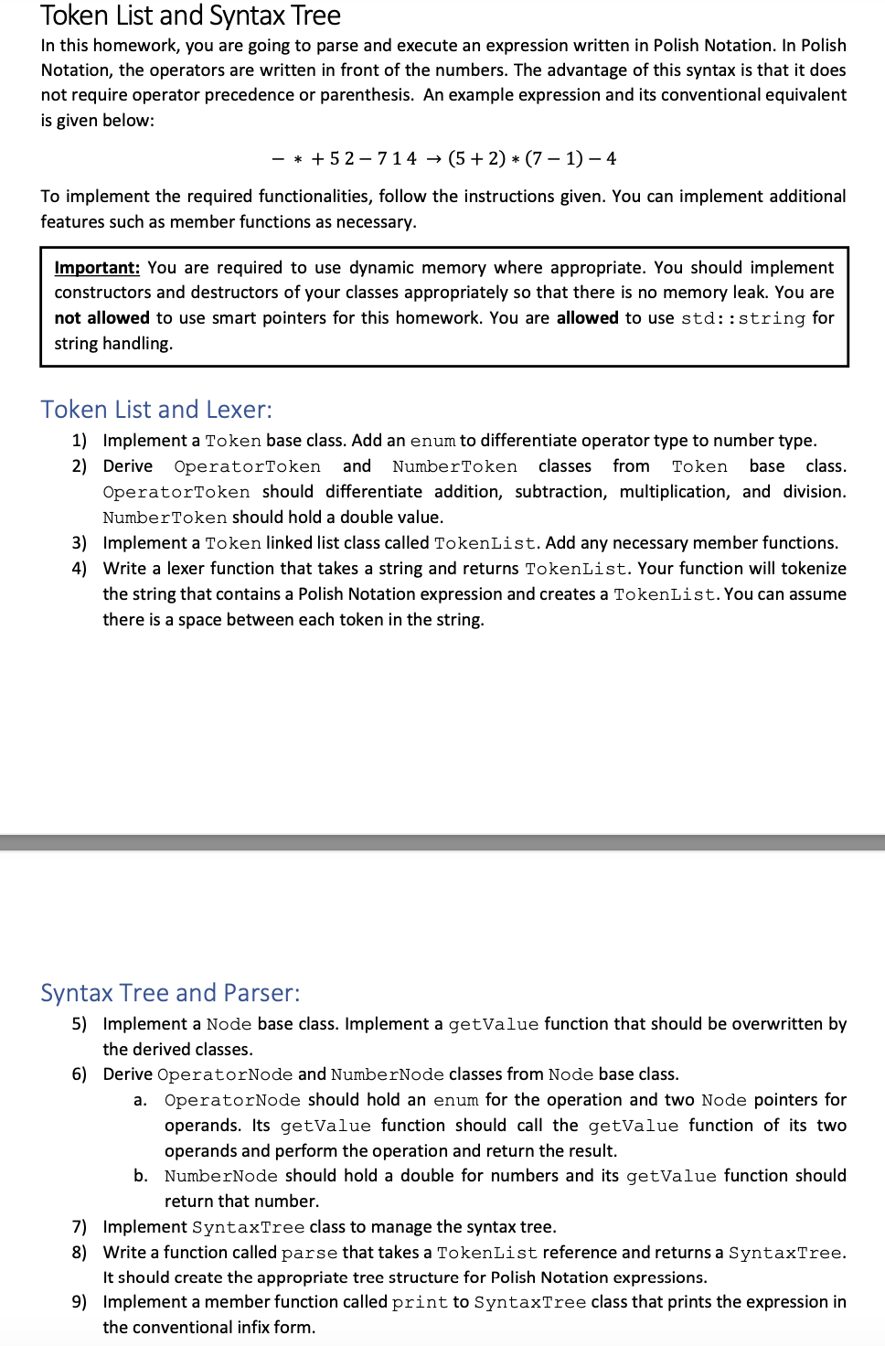 Solved Token List and Syntax TreeIn this homework, you are | Chegg.com