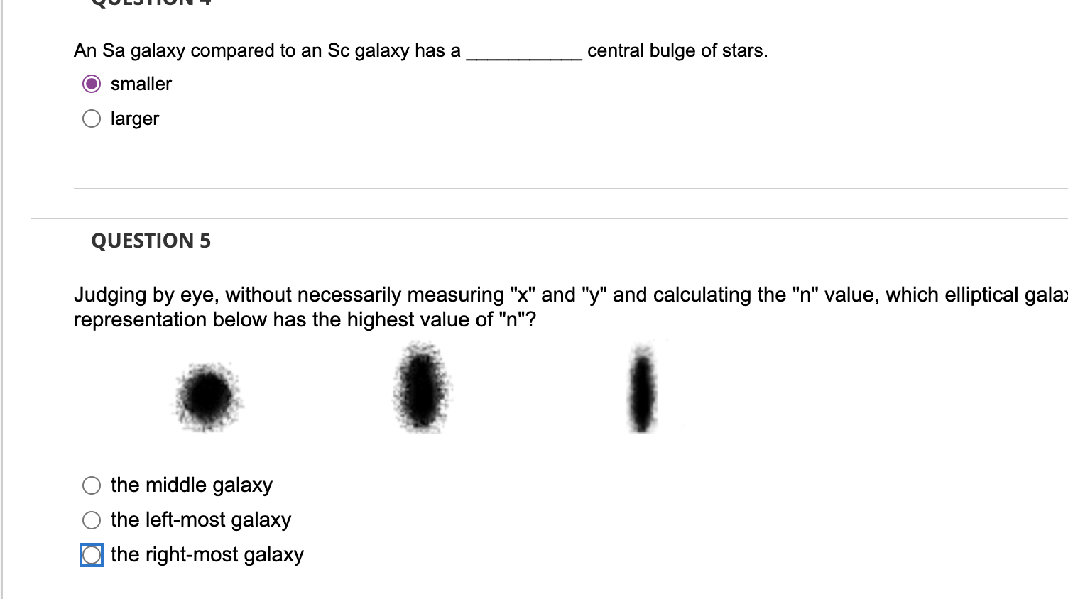 Solved An Sa galaxy compared to an Sc galaxy has a central | Chegg.com